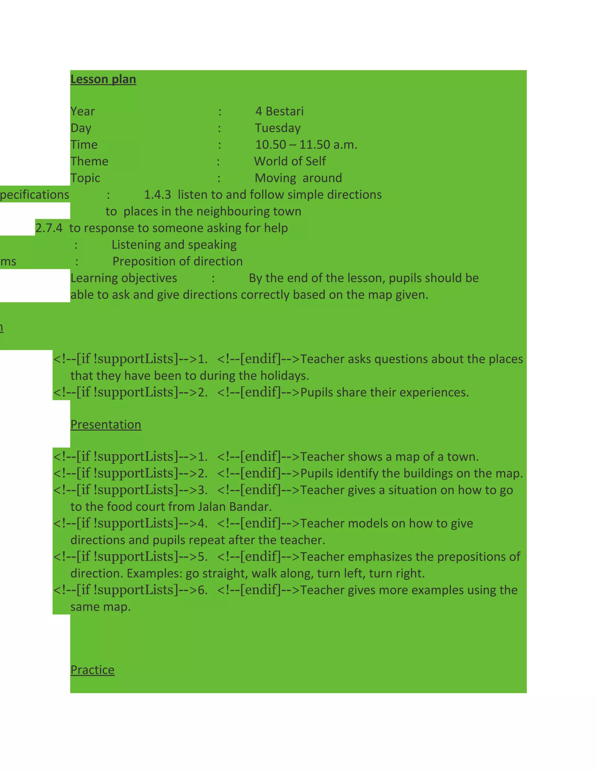 Lesson plan yaer 4 kssr | DOC