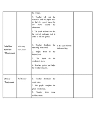 Lesson plan year 3 | DOCX