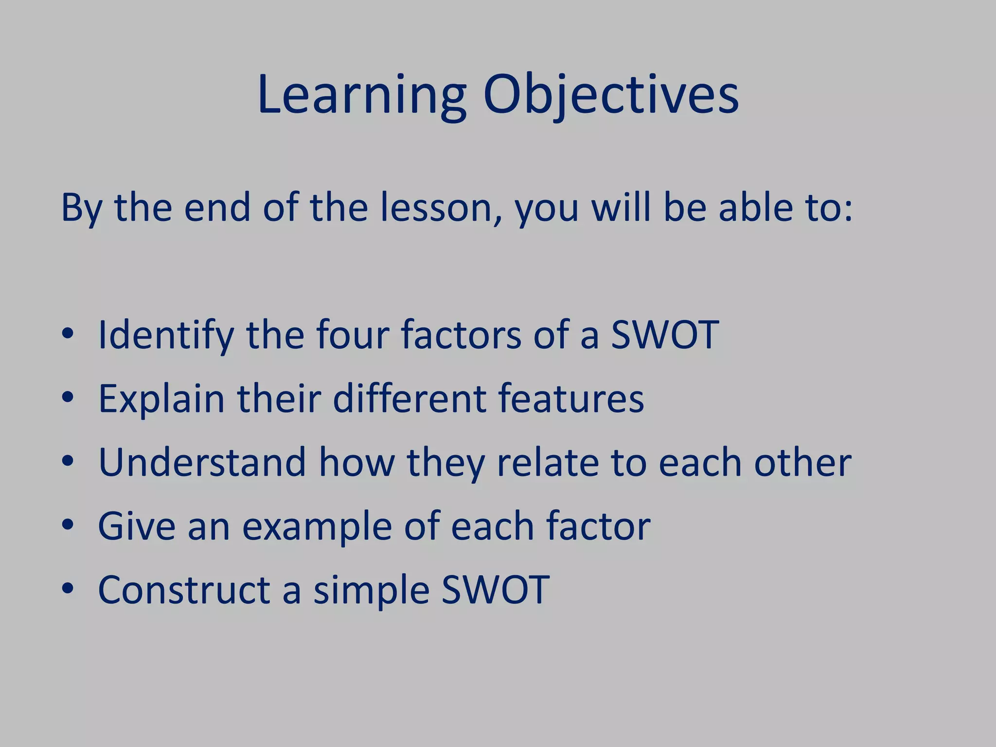 Micro teach - SWOT analysis | PPTX | Business Administration | Business