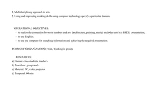 Lesson project Numbers and arts | PPT