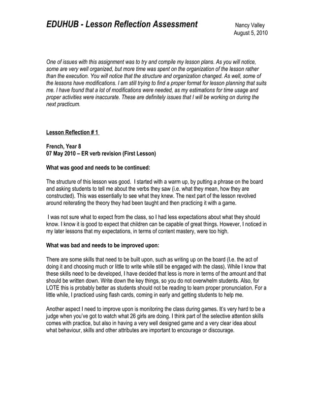Lesson reflection final | PDF