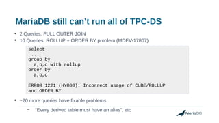 Lessons for the optimizer from running the TPC-DS benchmark | PDF