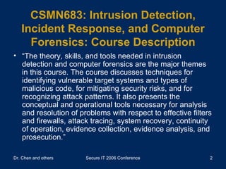 Lessons Learned from Teaching Intrusion Detection and Intrusion ...
