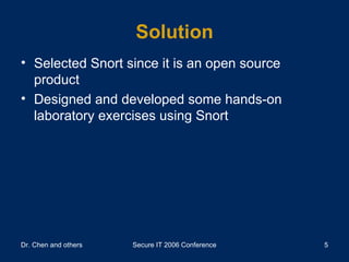 Lessons Learned from Teaching Intrusion Detection and Intrusion Prevention with Snort | PPT ...