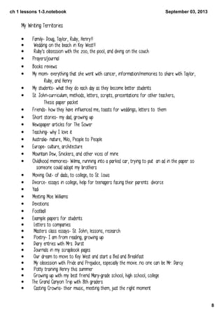 Lessons 1 3 and writing territories | PDF