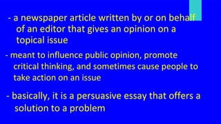 EAPP11_Lessons 11 12 editorial | PPT | Publishing Industry | Industries