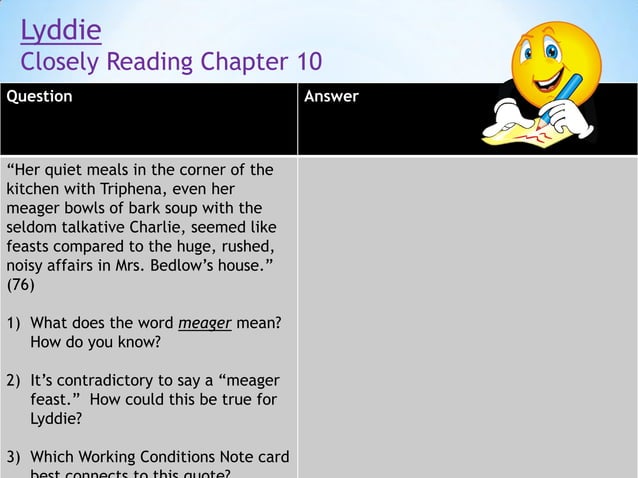 Lyddie: Lesson seven, Unit 1 | PPTX | Books and Literature