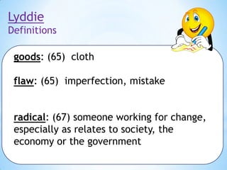 Lyddie: Lesson seven, Unit 1 | PPTX