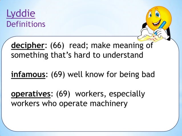 Lyddie: Lesson seven, Unit 1 | PPTX | Books and Literature