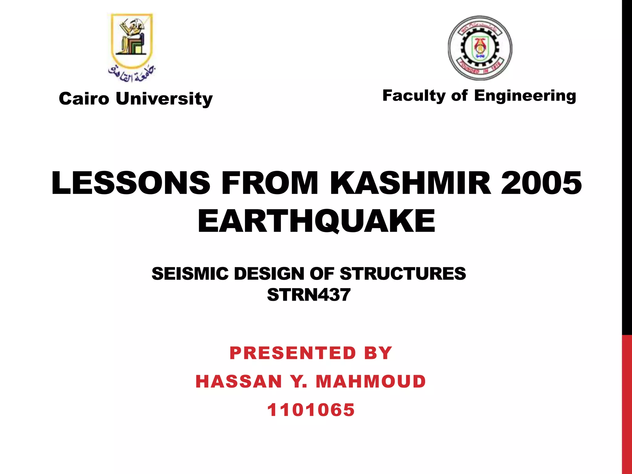 Lessons from kashmir 2005 earthquake | PPTX