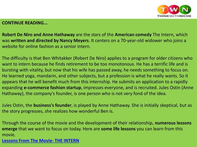 Lessons From The Movie- THE INTERN | PPTX