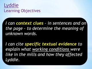Lyddie: Lesson six, Unit 1 | PPTX | Needlework | Arts and Crafts