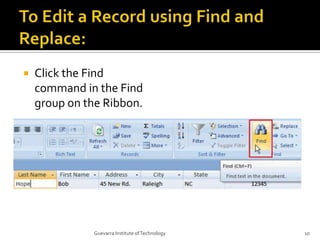 Lesson Six Entering And Editing Data In Tables | PPTX | Databases | Computer Software and ...