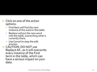 Lesson Six Entering And Editing Data In Tables | PPTX