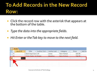 Lesson Six Entering And Editing Data In Tables | PPTX | Databases | Computer Software and ...