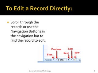 Lesson Six Entering And Editing Data In Tables | PPTX