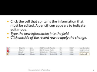 Lesson Six Entering And Editing Data In Tables | PPTX | Databases | Computer Software and ...