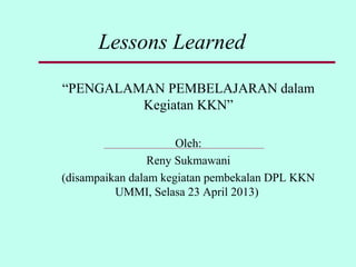 Lessonslearned | PPT