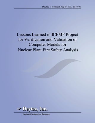 Lessons Learned in ICFMP Project for Verification and Validation of Computer Models for Nuclear ...