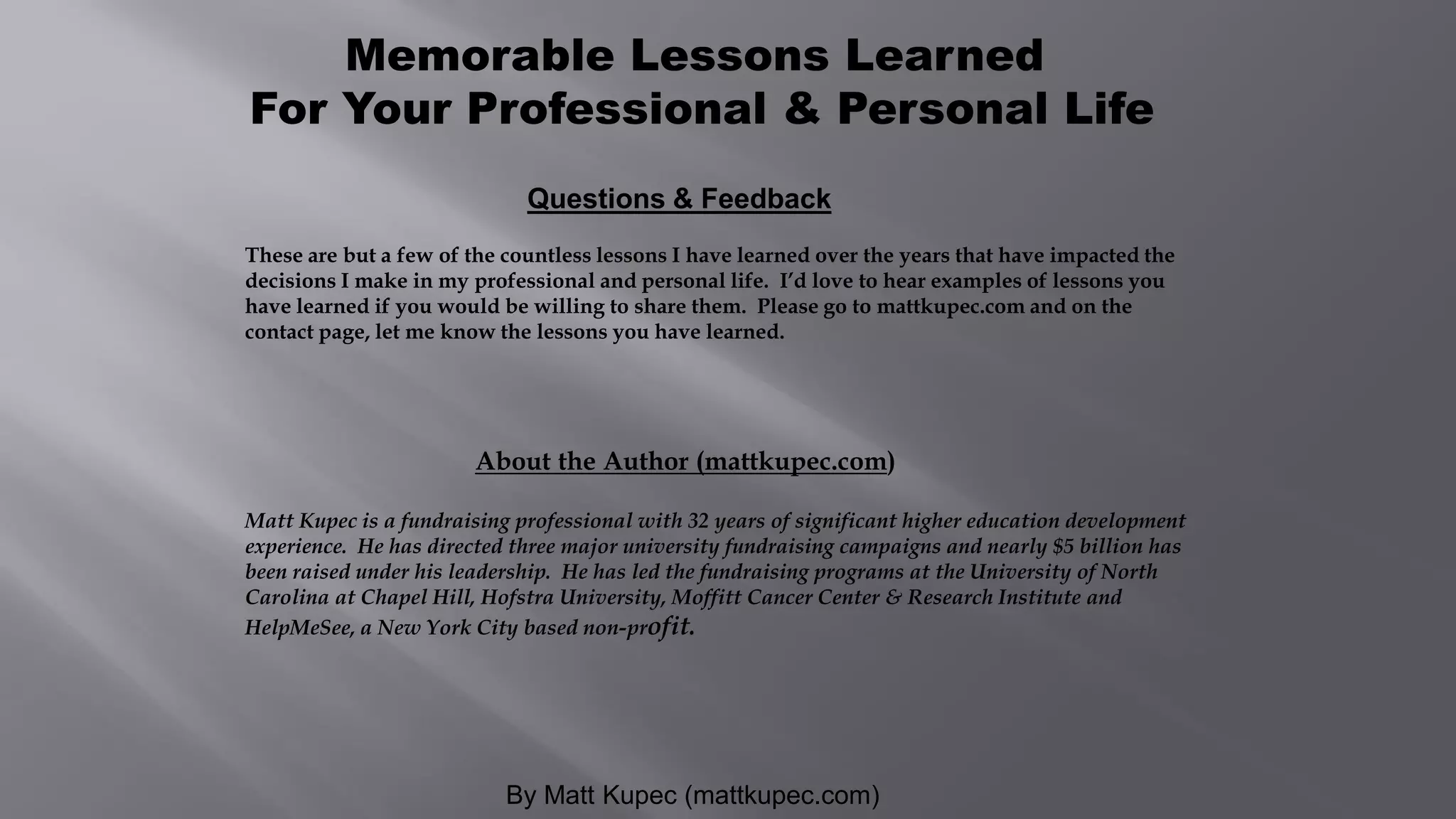 Memorable Lessons learned | PPT