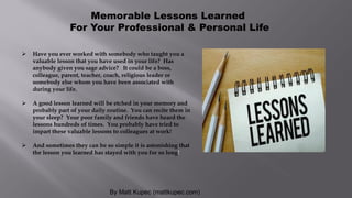 Memorable Lessons learned | PPT