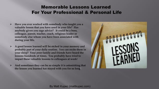 Memorable Lessons learned | PPT