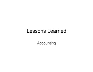 Lessons learned accounting - s1 | PDF