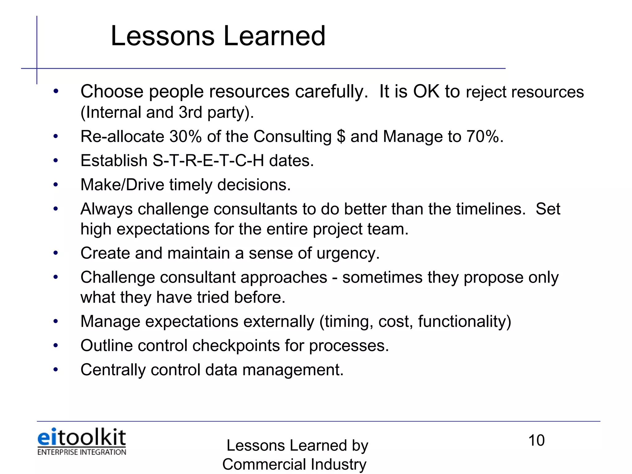 Lessons learned comm_industry | PPT