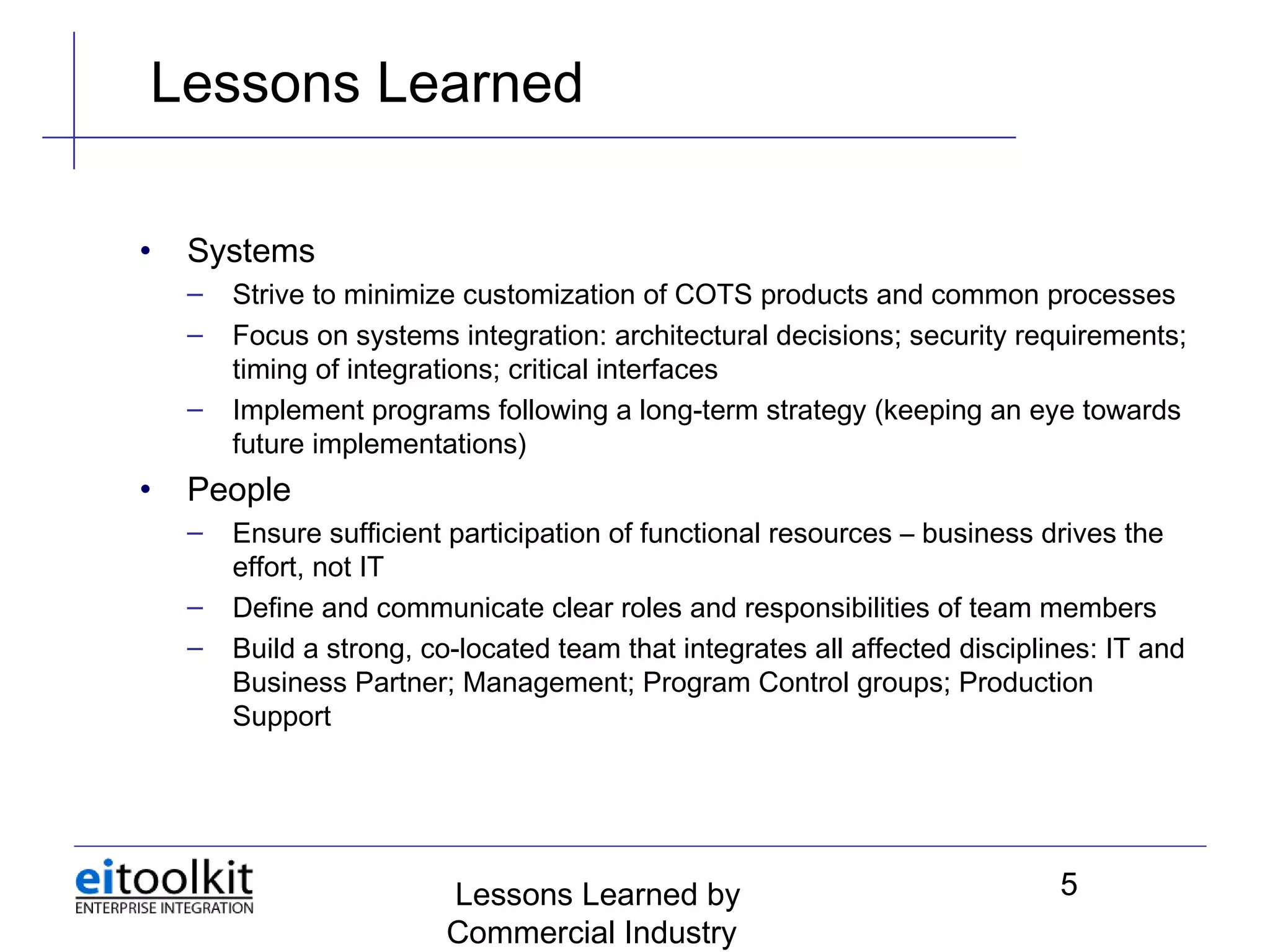Lessons learned comm_industry | PPT