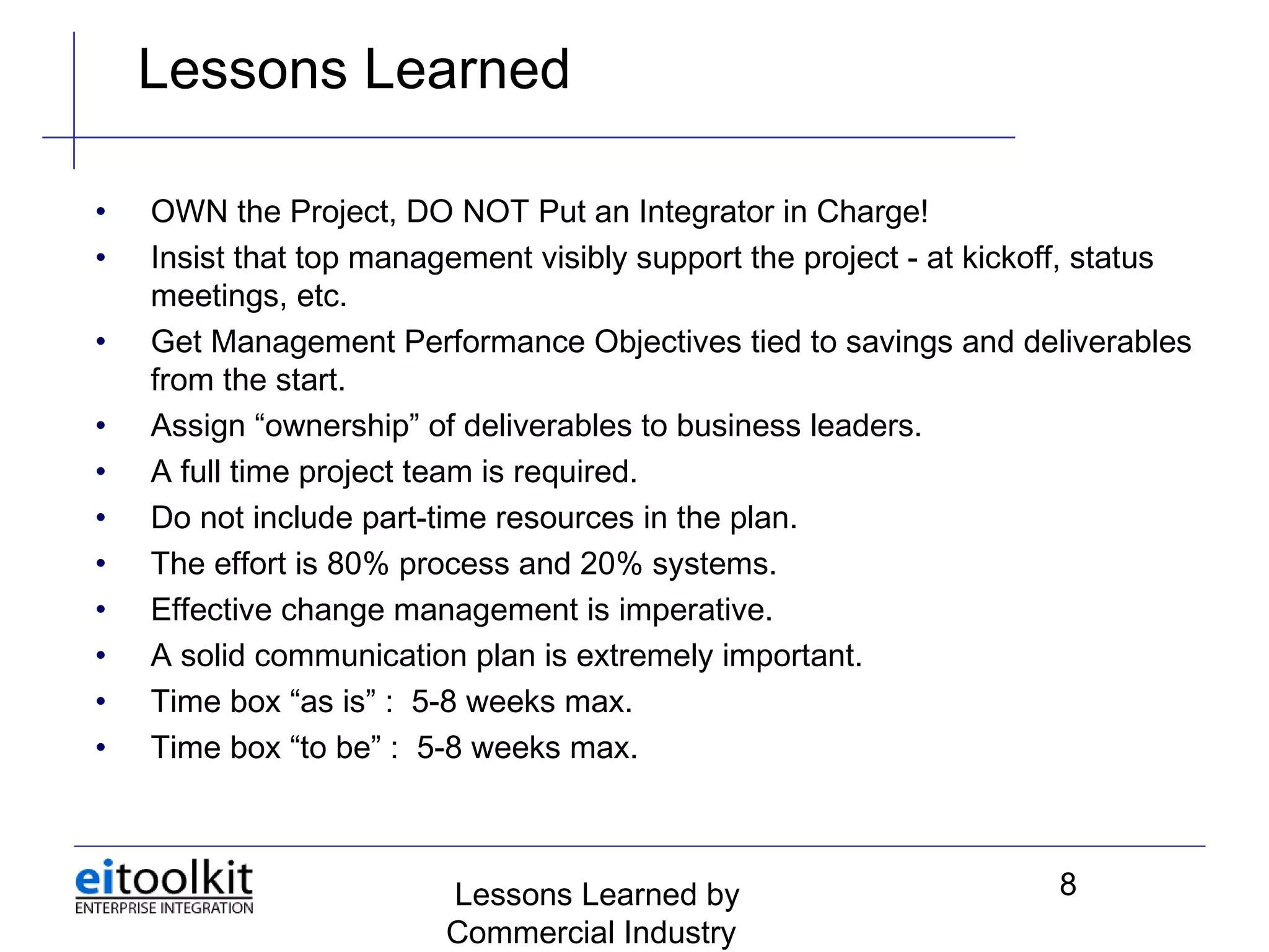 Lessons learned comm_industry | PPT
