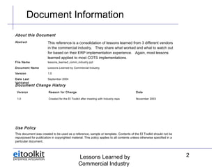 Lessons learned comm_industry | PPT