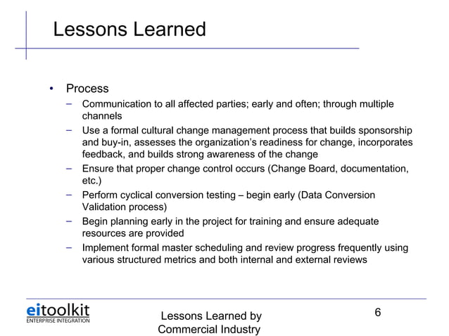 Lessons learned comm_industry | PPT