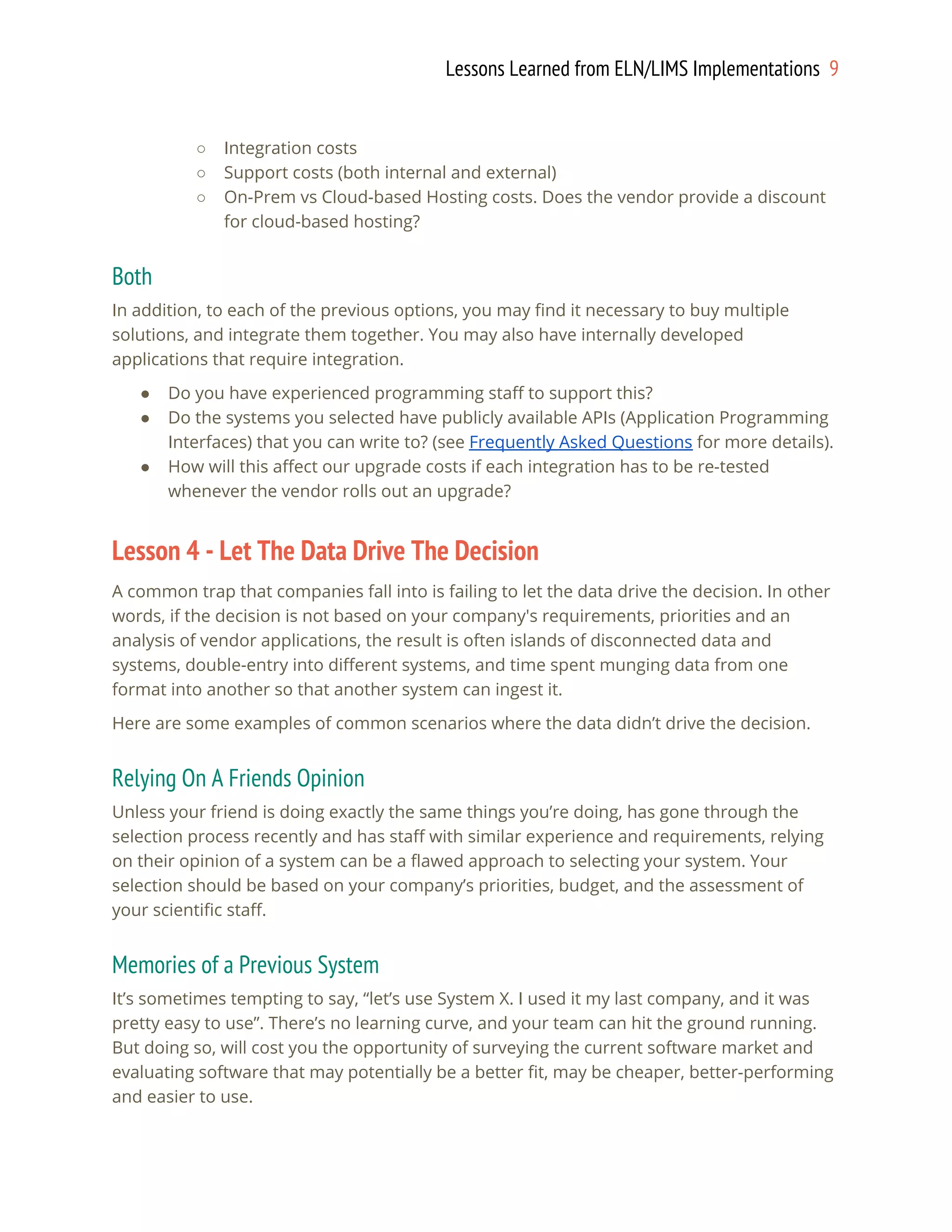 Lessons Learned from ELN & LIMS Implementations | PDF