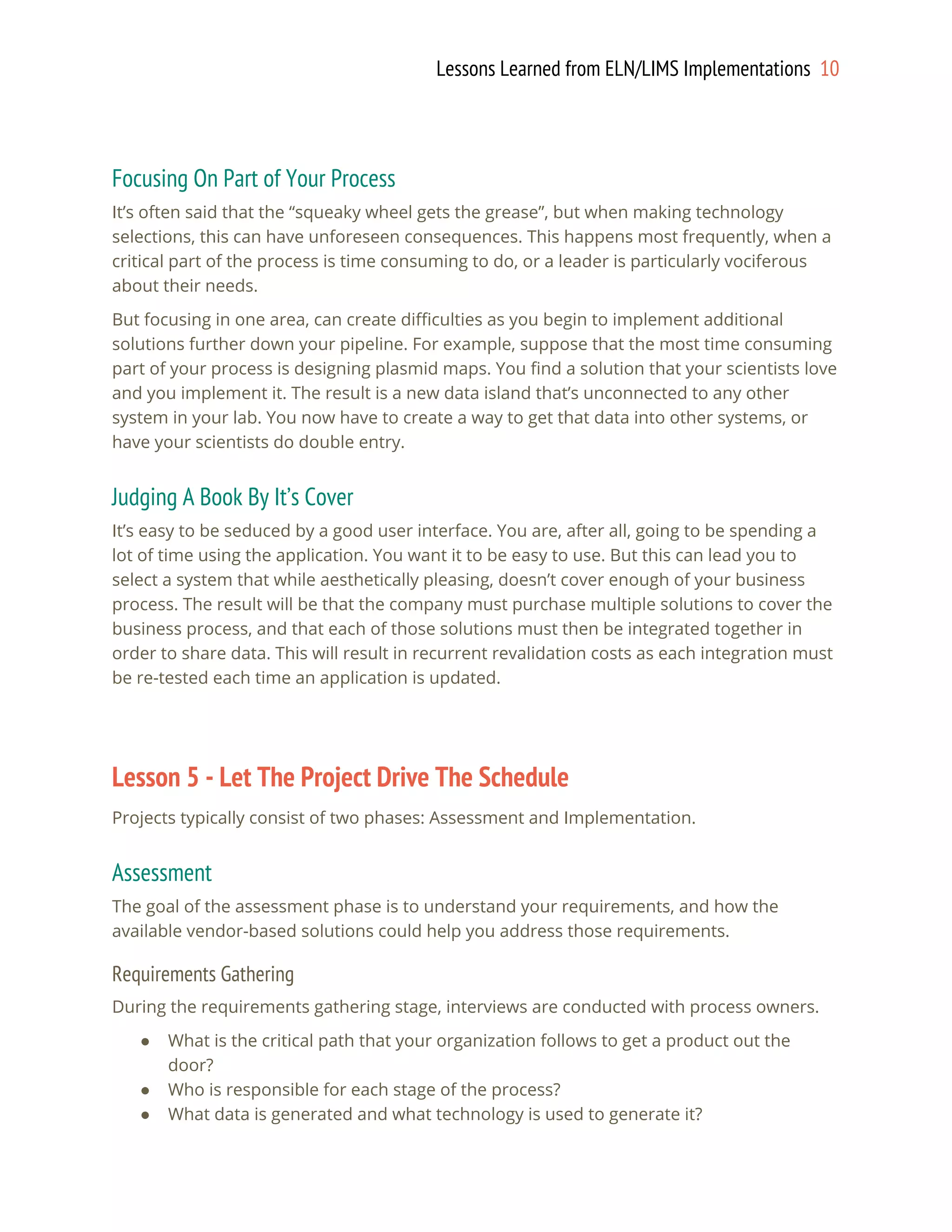 Lessons Learned from ELN & LIMS Implementations | PDF