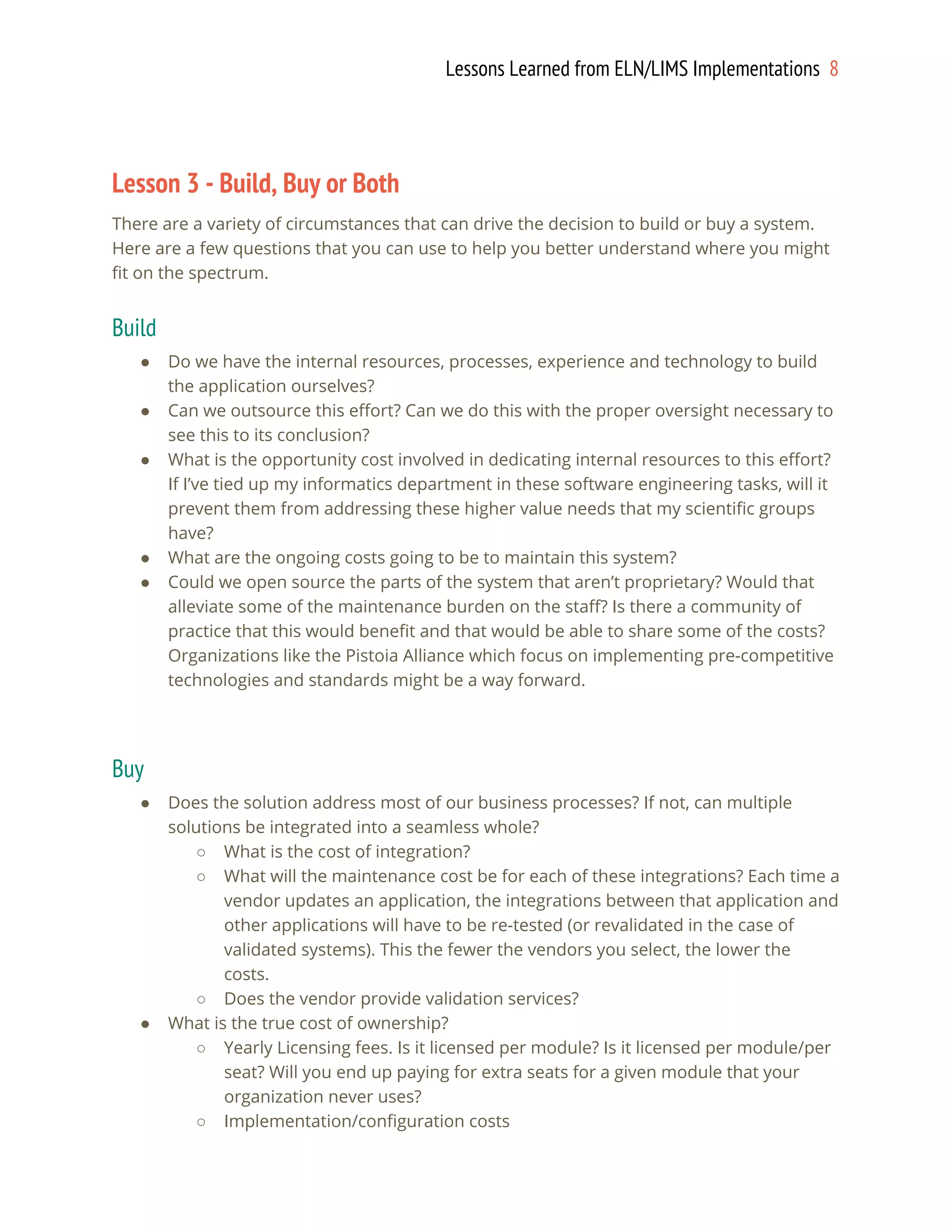 Lessons Learned from ELN & LIMS Implementations | PDF