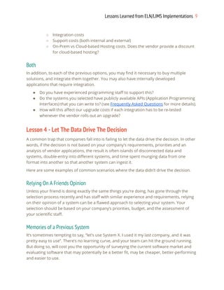 Lessons Learned from ELN & LIMS Implementations | PDF