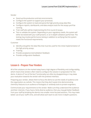 Lessons Learned from ELN & LIMS Implementations | PDF