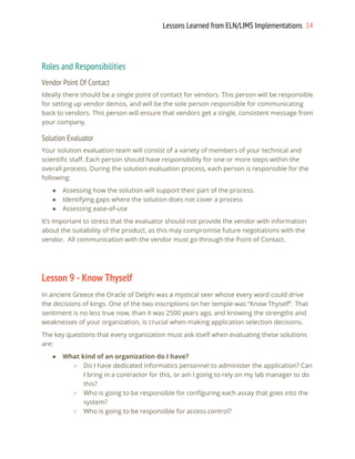 Lessons Learned from ELN & LIMS Implementations | PDF
