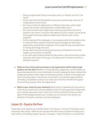 Lessons Learned from ELN & LIMS Implementations | PDF