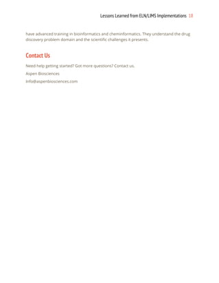 Lessons Learned from ELN & LIMS Implementations | PDF