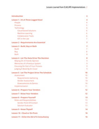 Lessons Learned from ELN & LIMS Implementations | PDF
