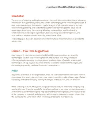 Lessons Learned from ELN & LIMS Implementations | PDF