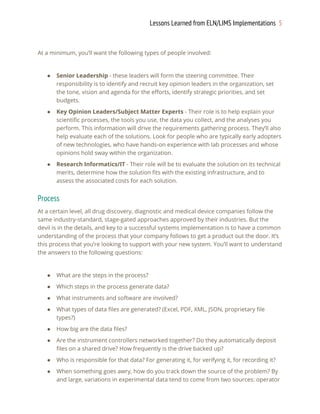 Lessons Learned from ELN & LIMS Implementations | PDF