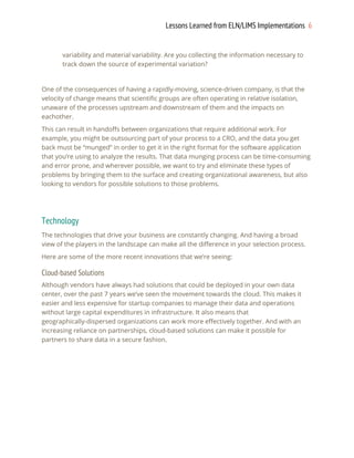 Lessons Learned from ELN & LIMS Implementations | PDF