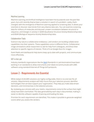 Lessons Learned from ELN & LIMS Implementations | PDF