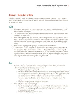 Lessons Learned from ELN & LIMS Implementations | PDF