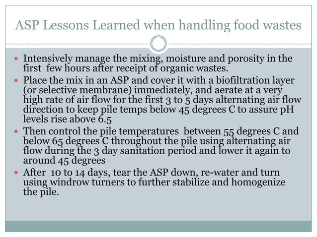 Lessons learned in Aerated Static Pile Composting | PPTX
