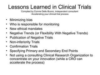 Lessons learned in clinical trials | PPT
