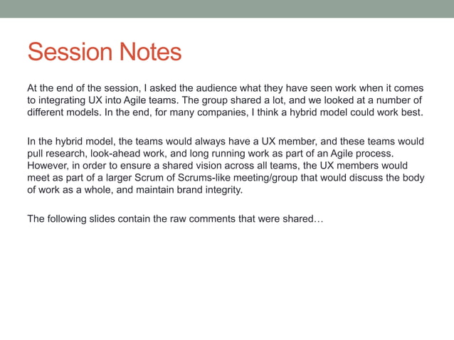 Lessons learned integrating ux into agile teams.2012.08.with notes | PPT Lessons learned integrating ux into agile teams.2012.08.with notes | PPT