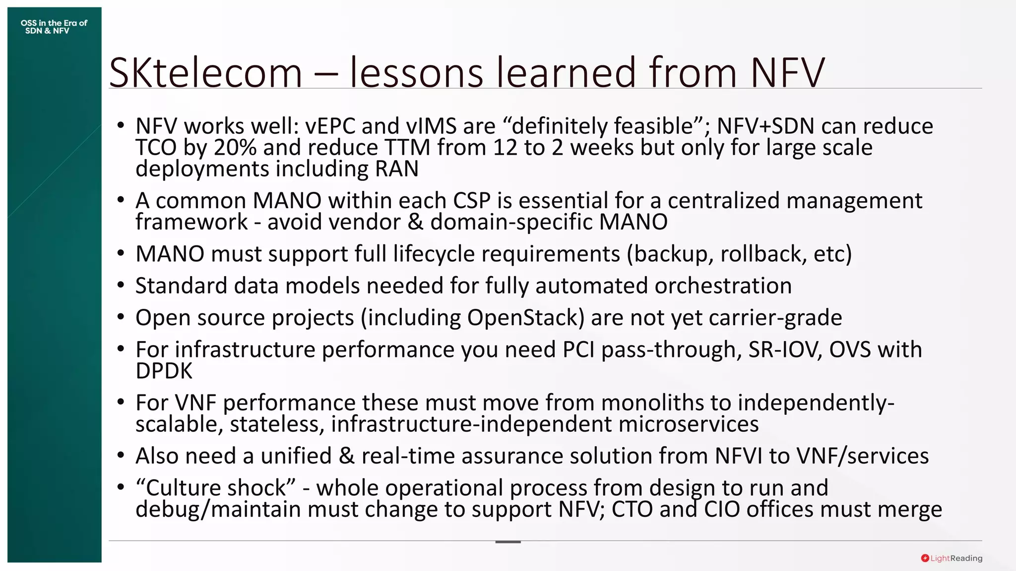 Lessons learned so far in operationalizing NFV | PPT